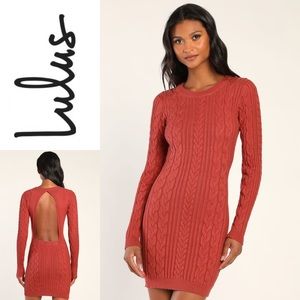 Lulus | Dresses | Nwt Lulus Snuggly Sensation Rust Red Cable Knit ...